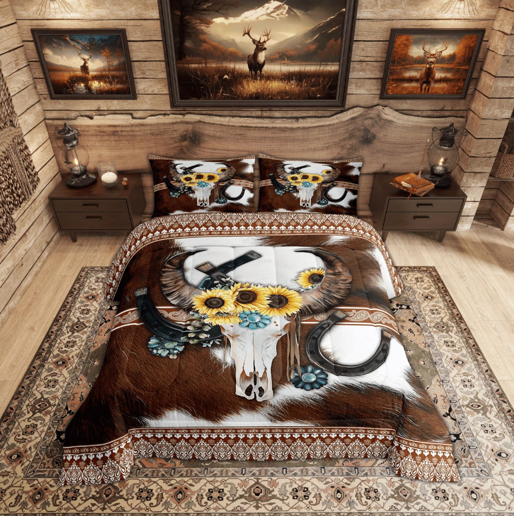 Feelyou Sheep Skeleton King Size Comforter Sets, Farmhouse Cow Print ...