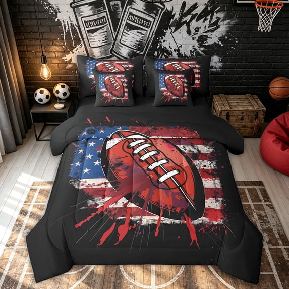 Feelyou Splash Football Rugby Full Size Bedding Sets for Boys, Vinatge ...