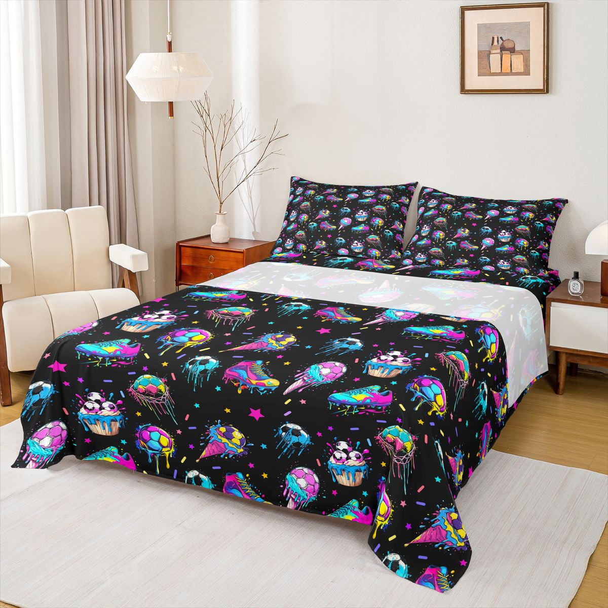 Feelyou Splatter Football Shoes Bed Sheets, Est Sport Sleep King Sheets ...