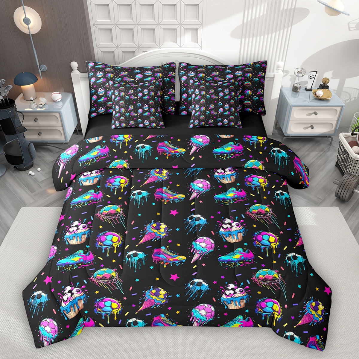 Feelyou Splatter Football Shoes Comforter Set 7pcs, Est Sport Sleep ...