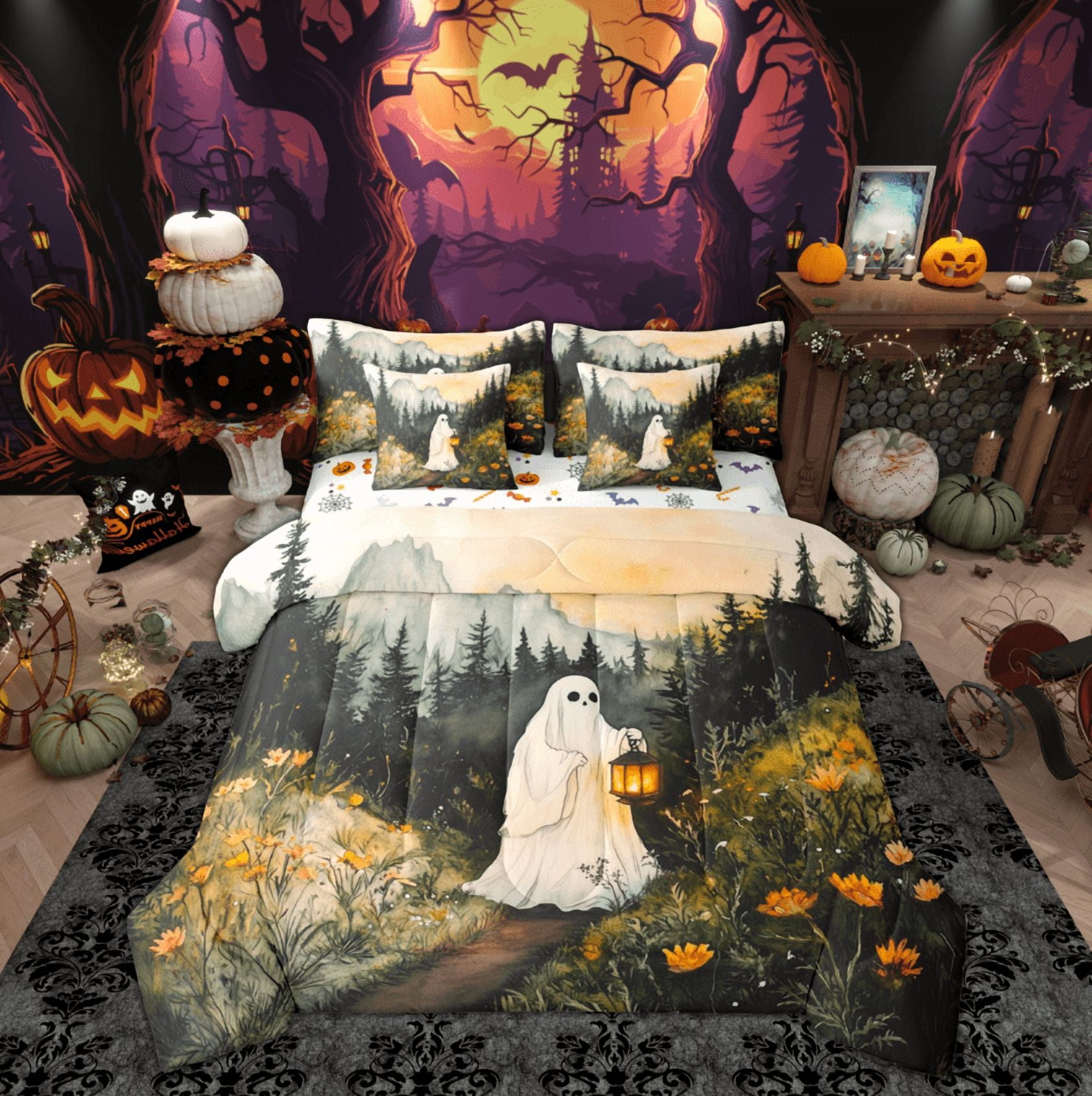 Feelyou Spooky Ghost Bedding Comforter Set 7pcs, Horror Jungle ...