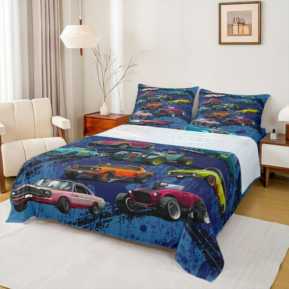 Feelyou Sport Car Boys Twin Sheet Sets, Cartoon Rustic Truck Bedding, 3 ...