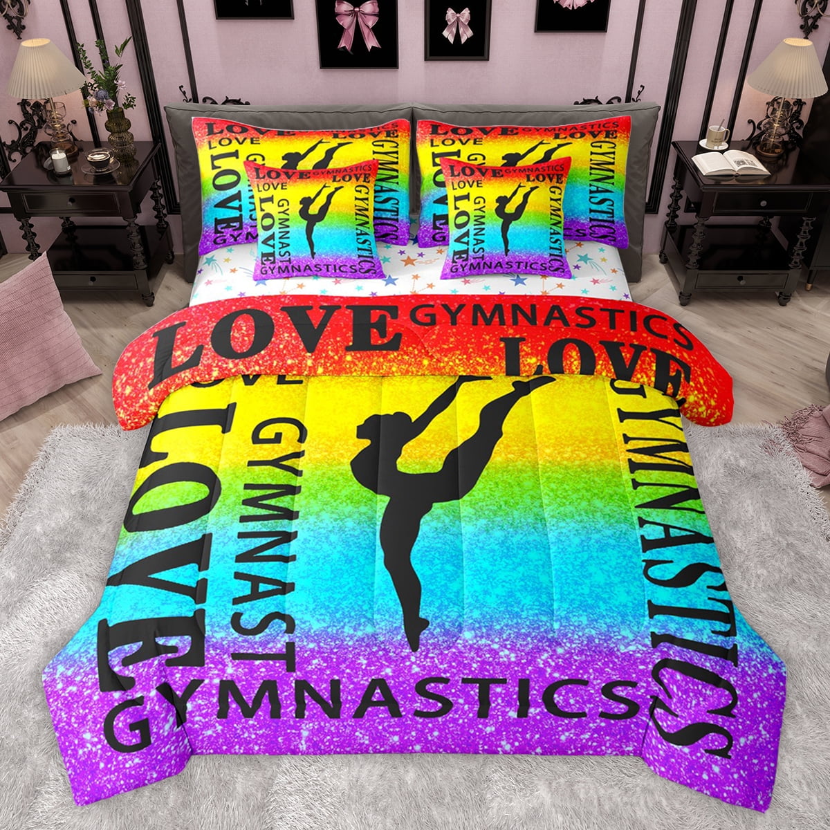 Feelyou Sport Gymnastics Lover Bedding Comforter Set 7pcs, Glitter ...