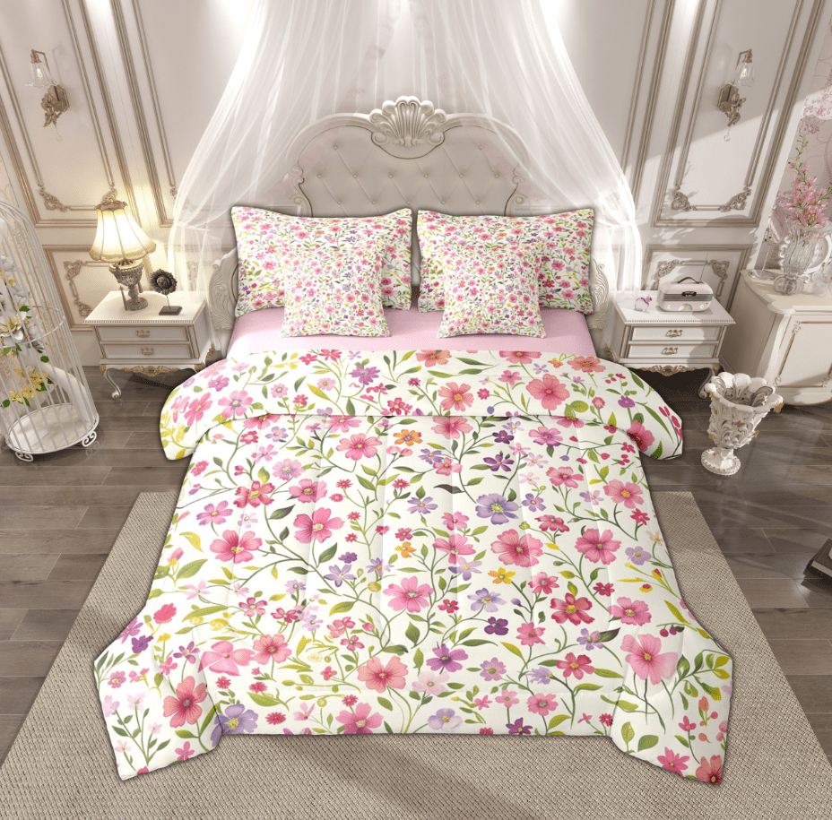 Feelyou Spring Garden Floral Bedding Comforter Set 7 Pieces, Farmhouse ...