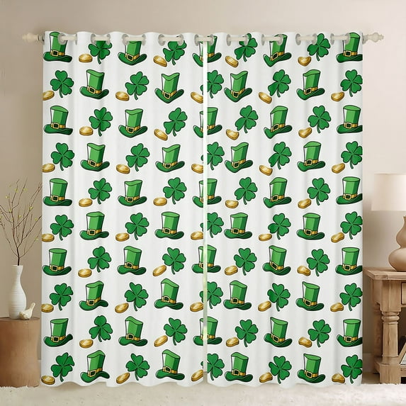 Feelyou Spring Holiday Curtains Pack of 2 (42x84 Each), Shamrock Coin ...