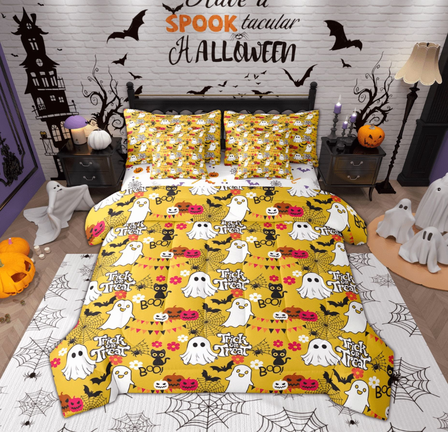 Feelyou Sugar Halloween Ghost Twin Bedding Sets 7-Piece for Child ...