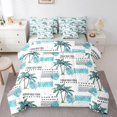 Feelyou Summer Coconut Tree Comforter Set 7pcs, Cyan Stripes Lines King ...
