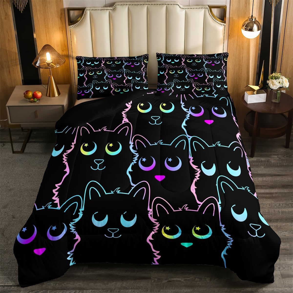 Feelyou Sun Moon Kids Comforter Set Stars Space Psychedelic Comforter Boys Teens Black and White ...