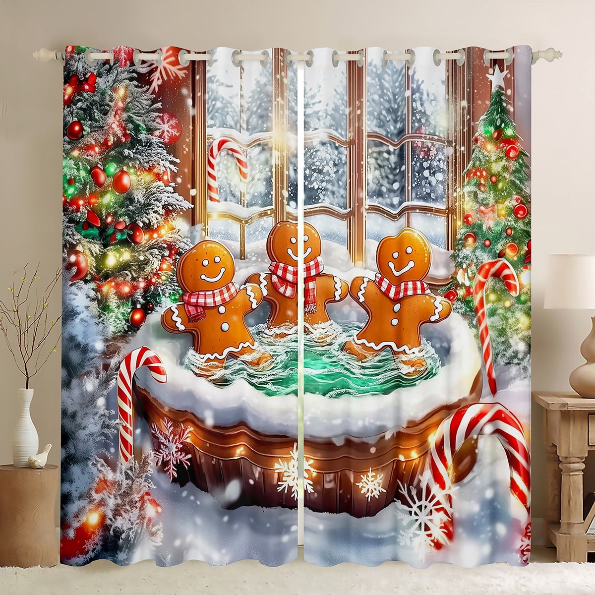 Feelyou Teen Gingerbread Man Blackout Curtains Set of 2 (52x84 Each ...