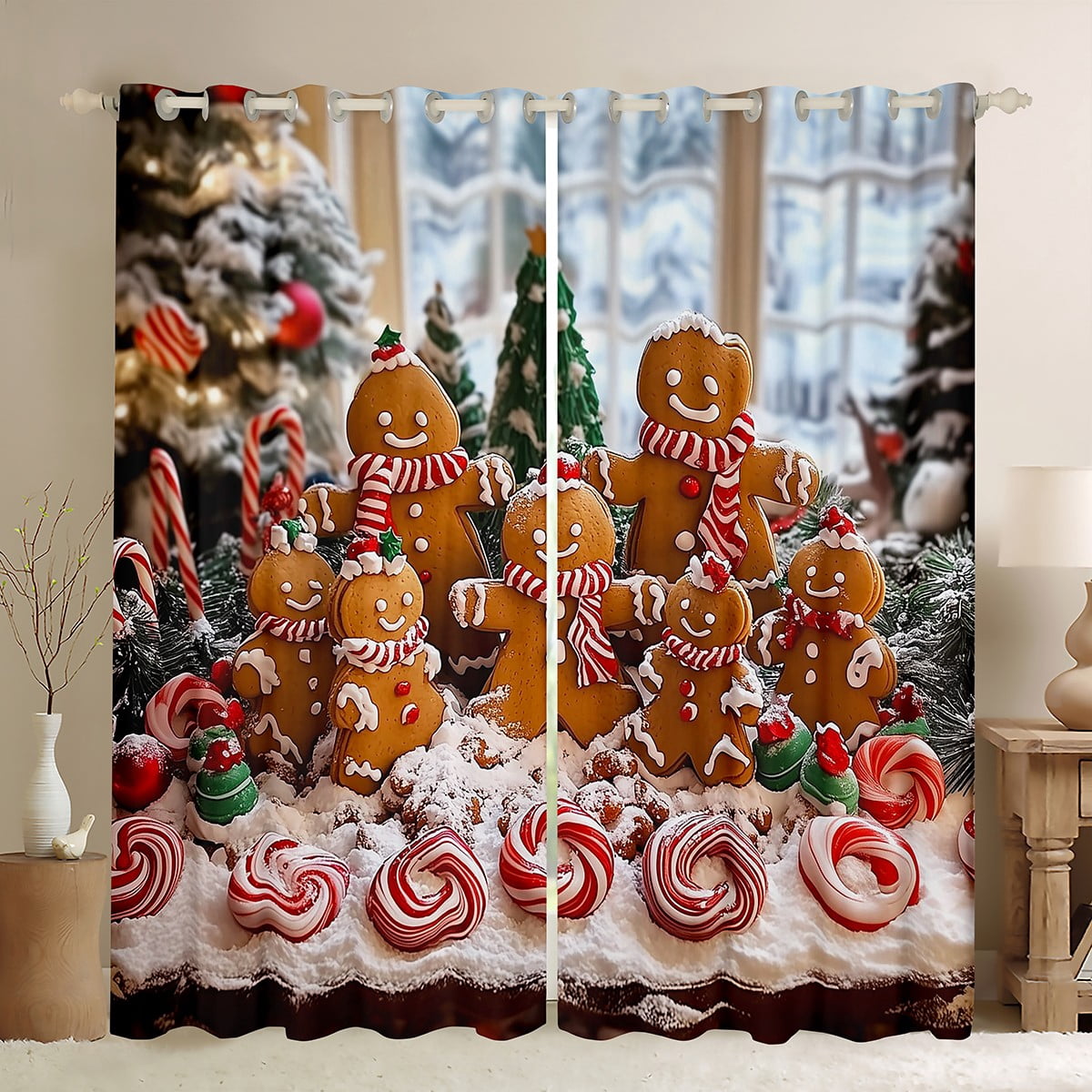 Feelyou Teen Gingerbread Man Curtains Pack of 2 (42x84 Each), Happy New ...