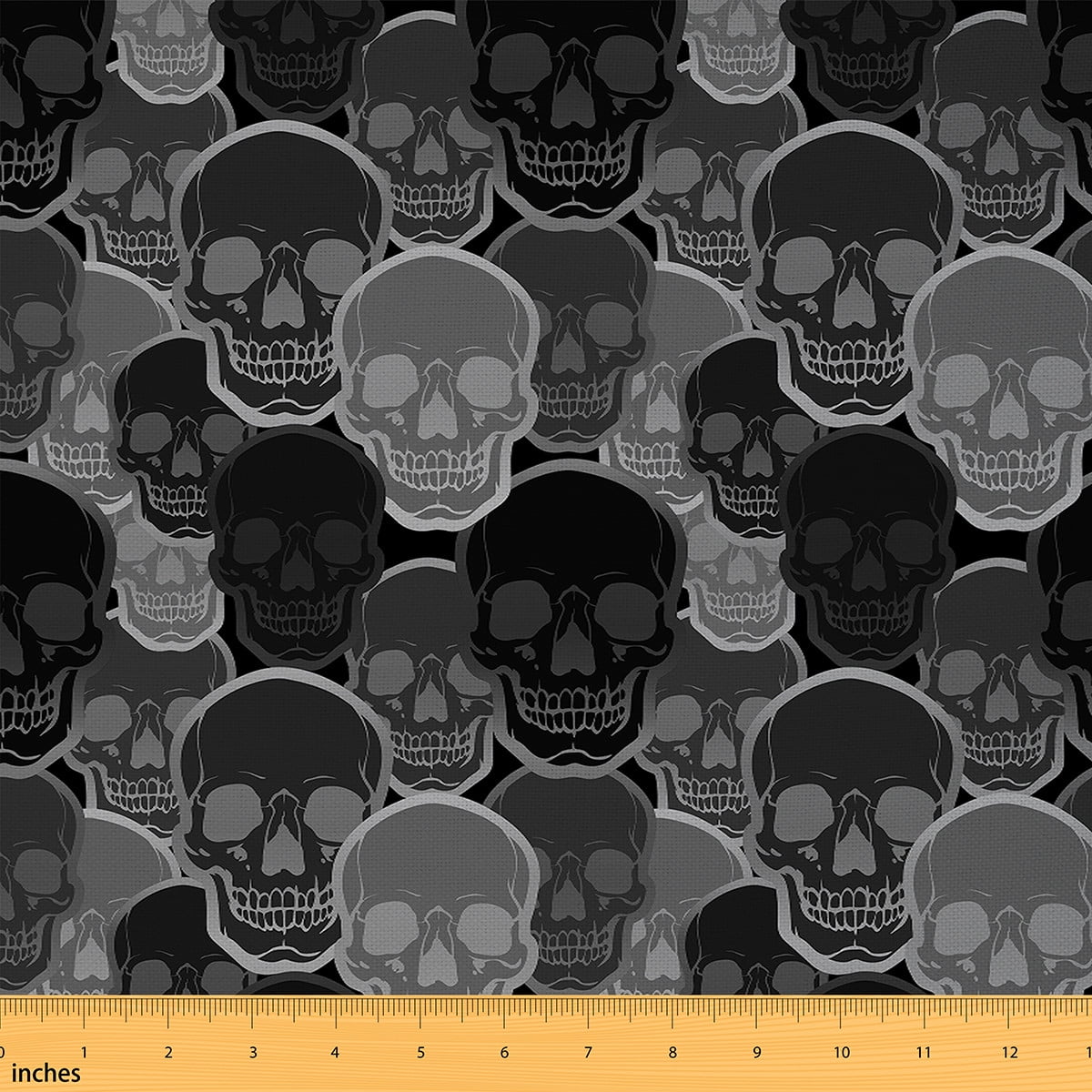 Feelyou Teen Horror Skeleton Fabric by the Yard 5 Yards, Black Grey ...