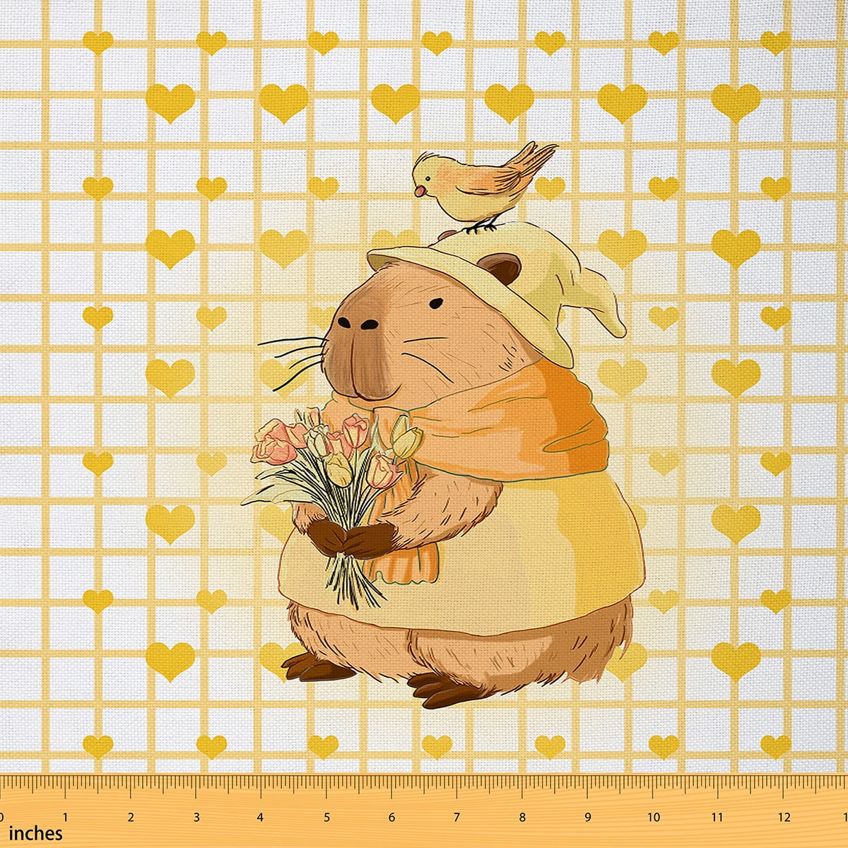 Feelyou Teen Kawaii Capibara Fabric by the Yard 10 Yards, Yellow ...