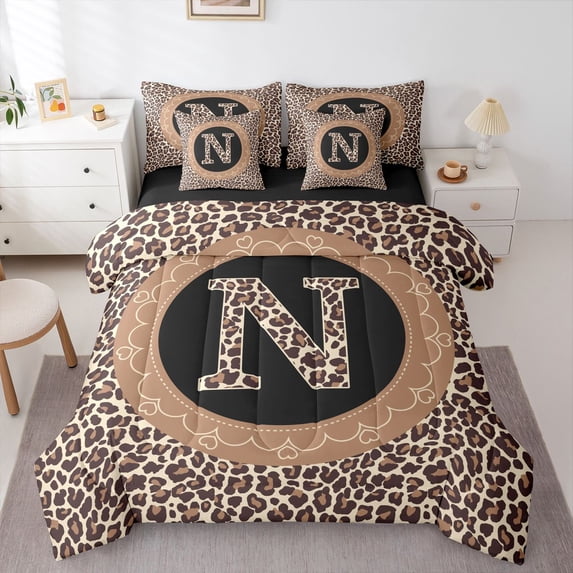 Feelyou Teen Monogrammed N Bedding Comforter Set 7pcs, Leopard Print ...