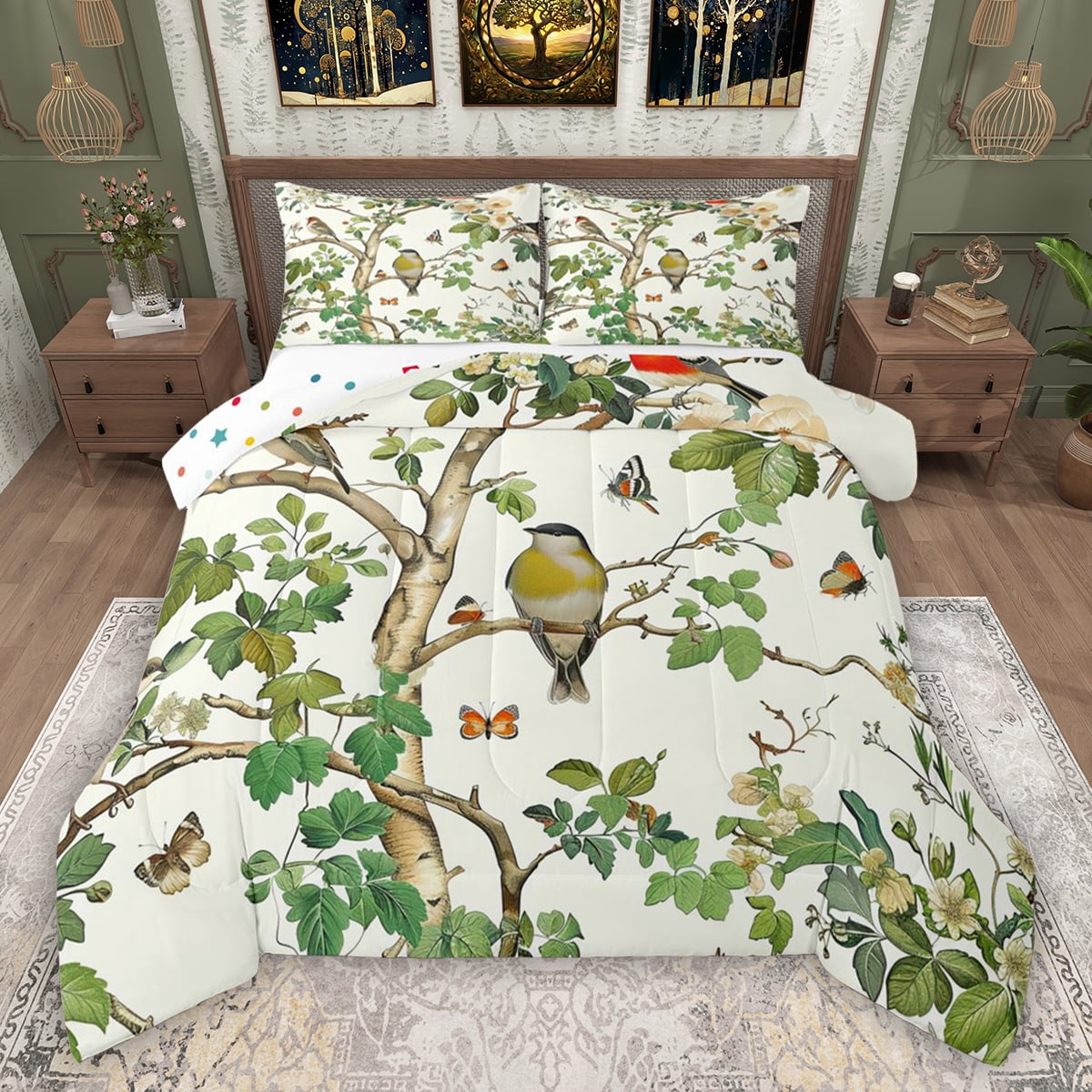 Feelyou Teen Tree Branches Twin Comforter Sets, Bird Buttefly Bedding ...