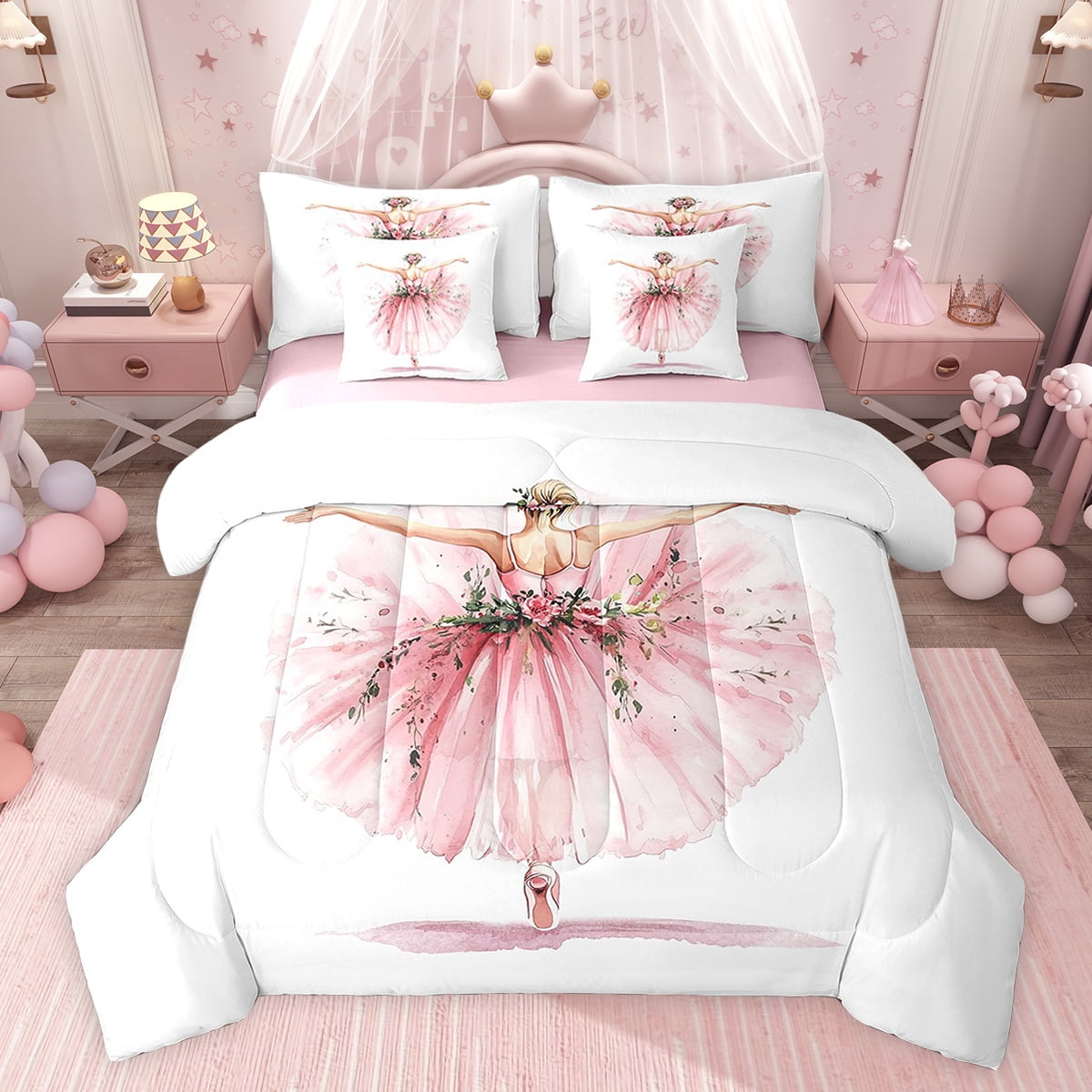 Feelyou Teens Ballet Dancer Bedding Comforter Set 7 Pieces, Kawaii ...