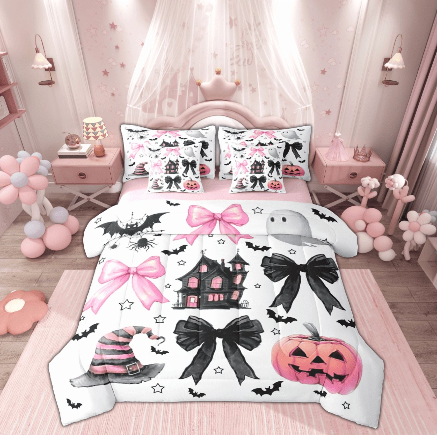 Feelyou Teens Kawaii Ribbon Bedding Comforter Set 7 Pieces, Magic ...