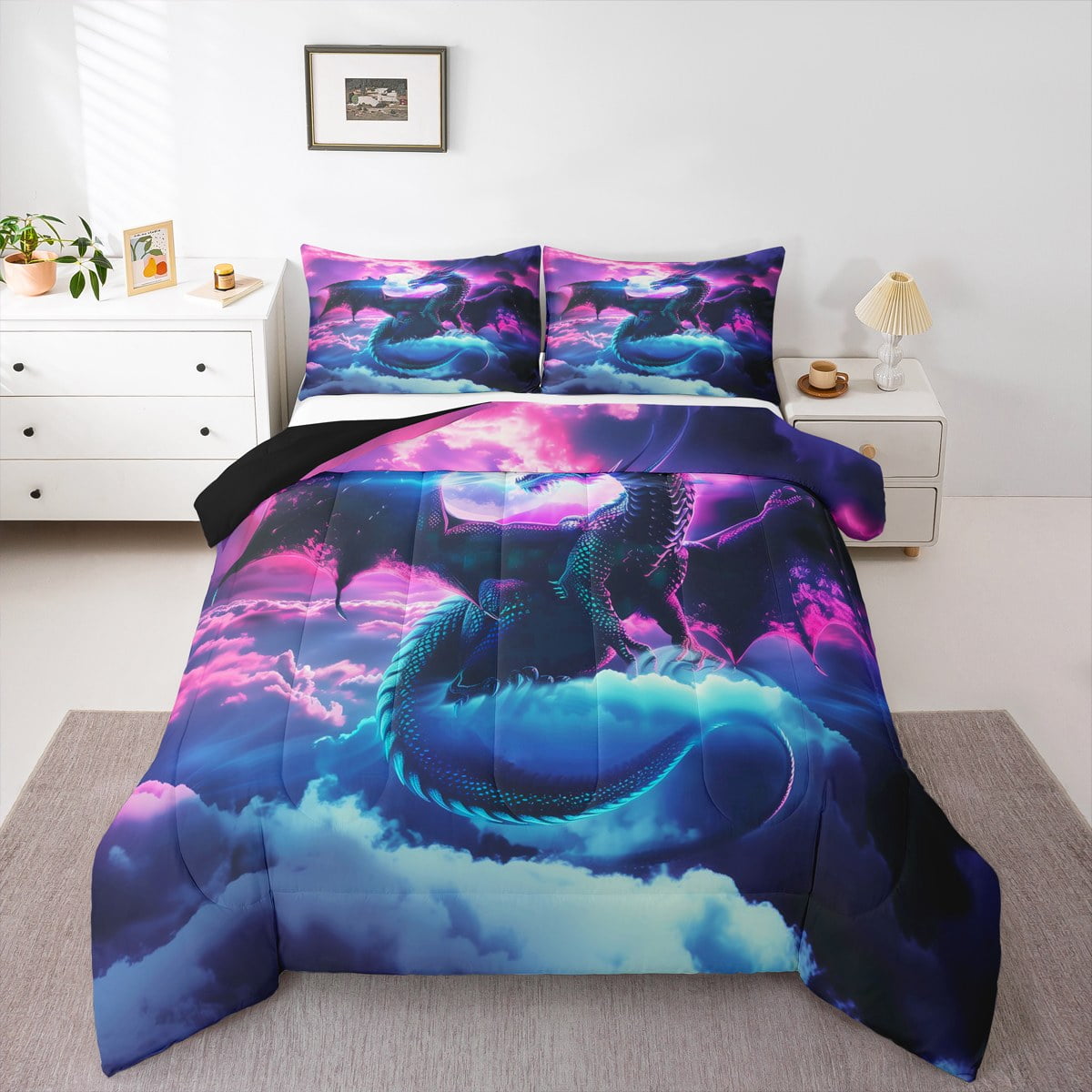 Feelyou Teens Magical Dragon Bedding Comforter Set, Western Animal Twin ...