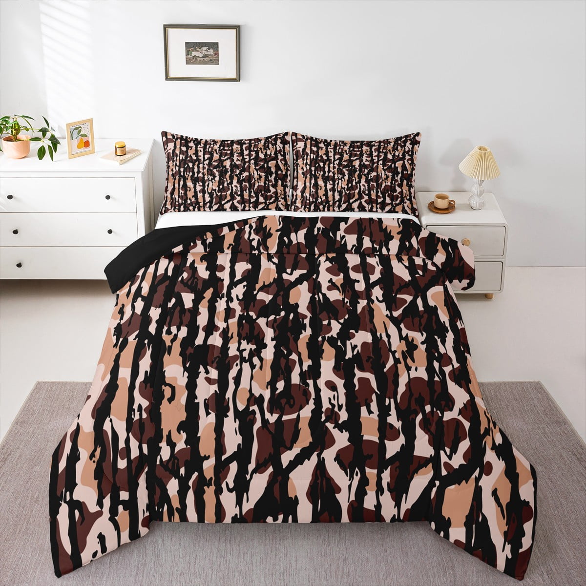 Feelyou Teens Camo Bedding Comforter Set, Light Salmon Stripe Twin ...