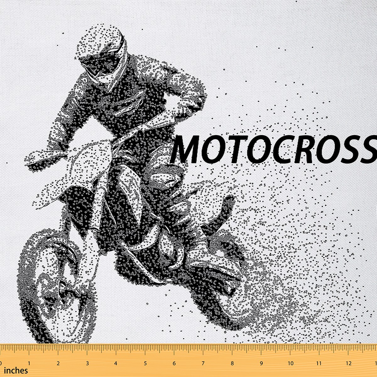 Feelyou Teens Motorcycle Fabric by the Yard 10 Yards, White Grey Room ...