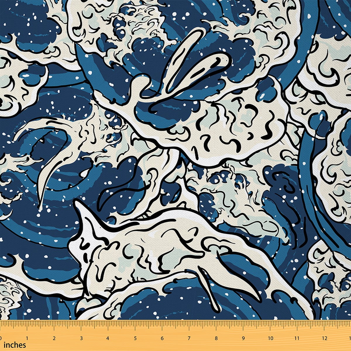 Feelyou Teens Ocean Wave Fabric by the Yard 5 Yards, Tokyo Marine Home ...