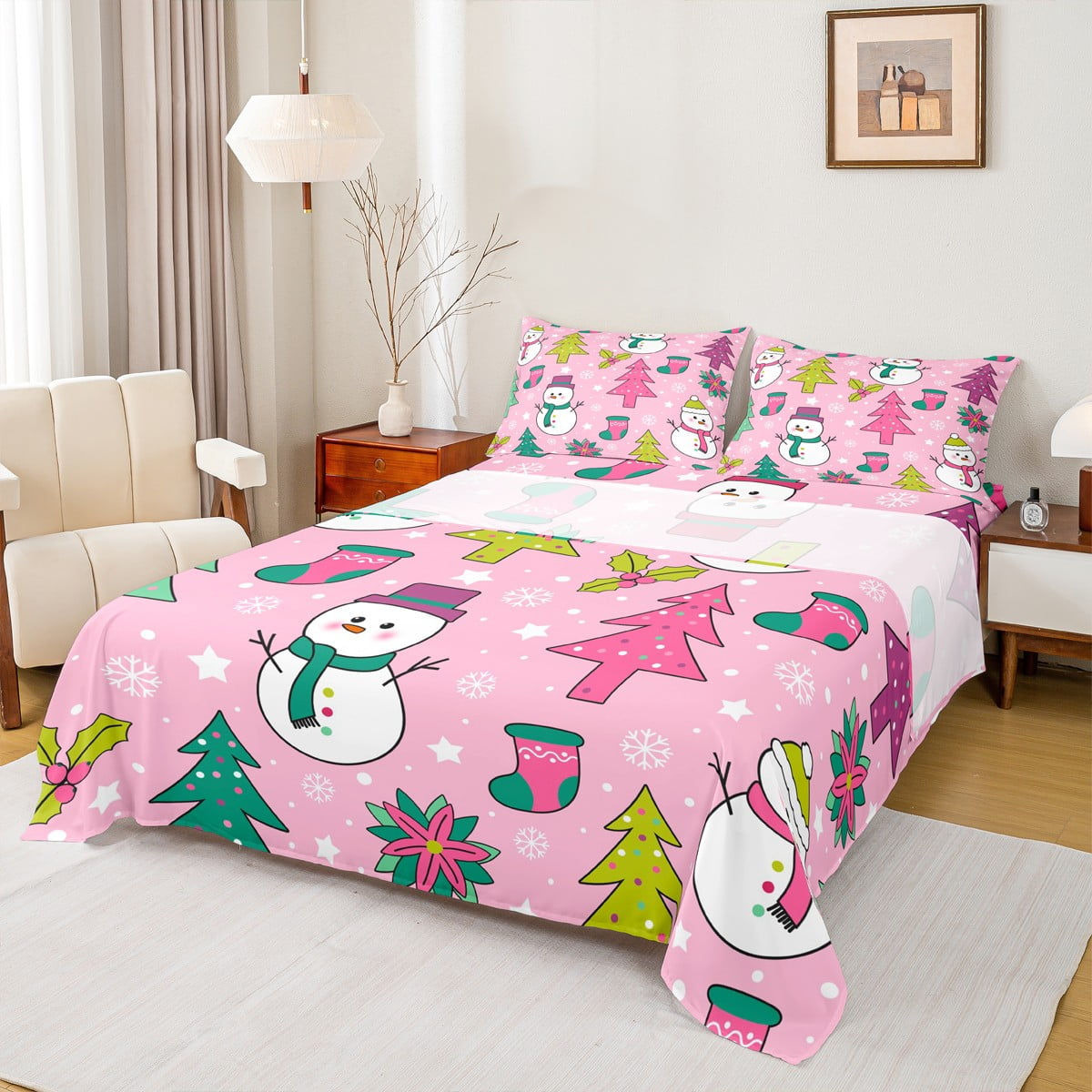 Feelyou Teens Snowman Full Size Sheets, Dreamy Fairy Tale Bed Sheets ...