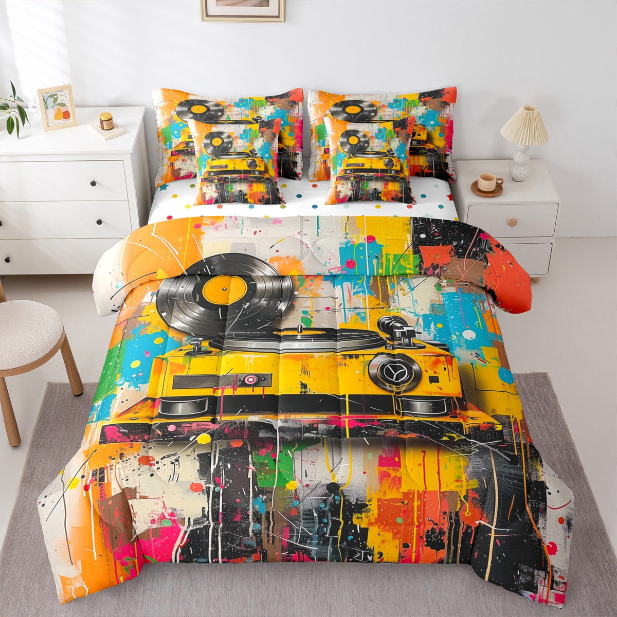 Feelyou Teens Street Graffiti Bedding Comforter Set 7pcs, Modern ...