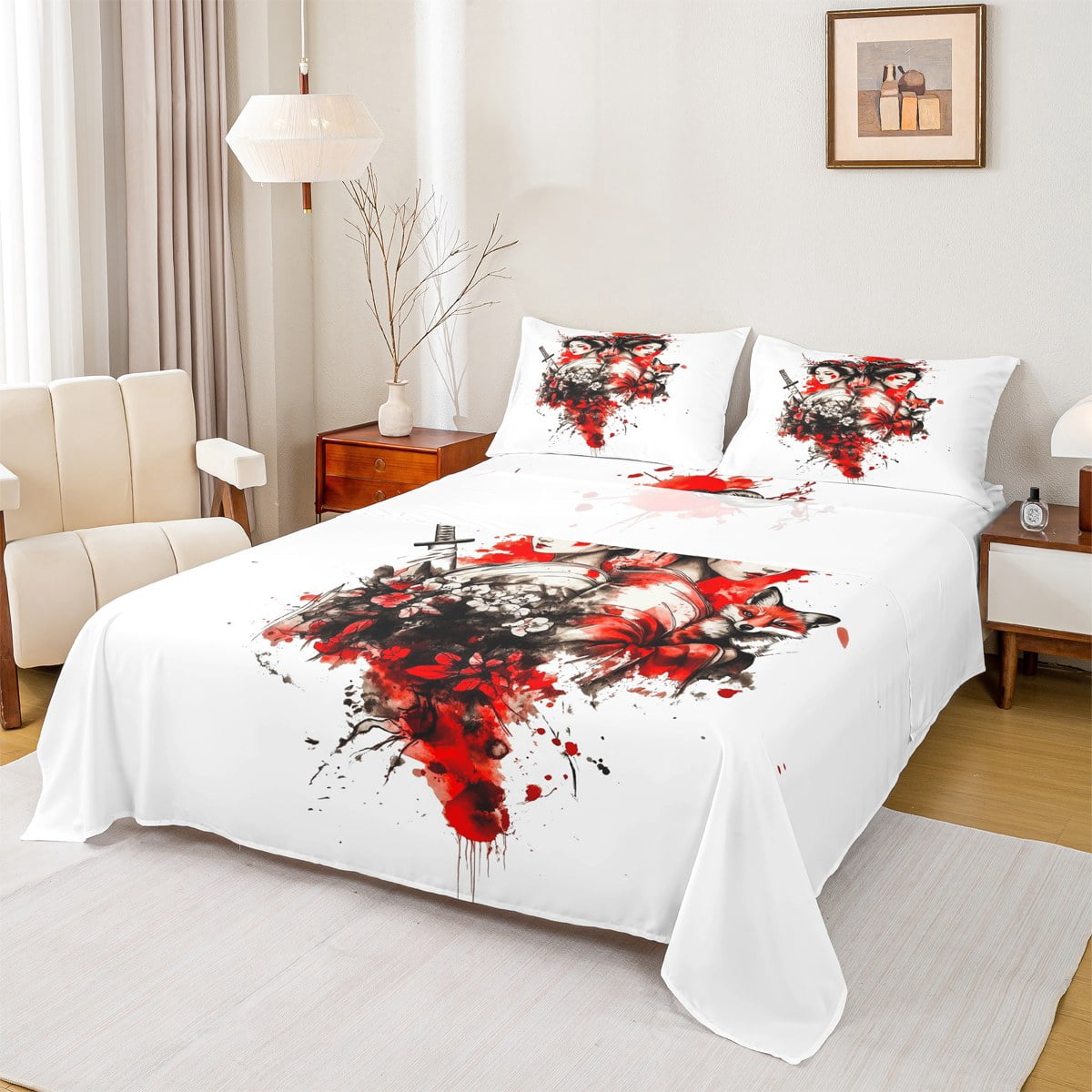 Feelyou Traditional Geisha Full Size Sheets, Oriental Japanese Bed ...