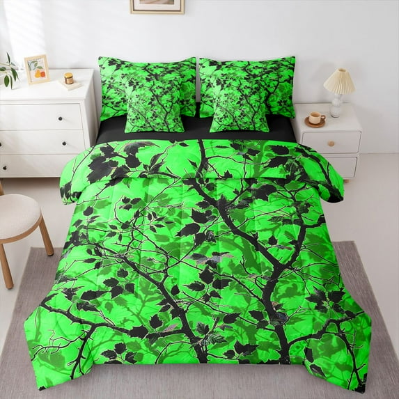 Feelyou Tree Branches Kids Bedding Comforter Set 7pcs, Green Plant ...