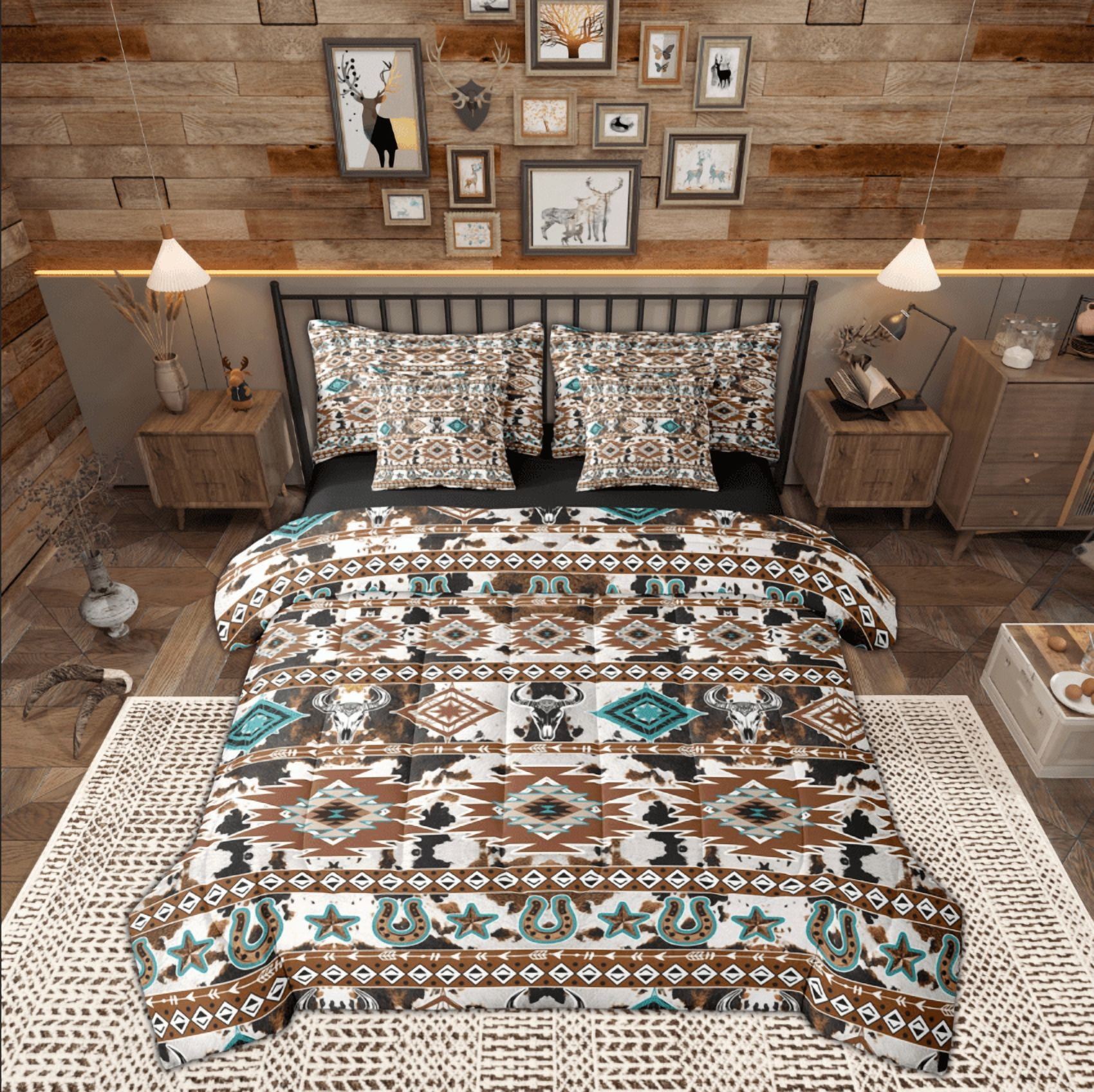 Feelyou Tribal Aztec Bedding Comforter Set 7 Pieces for Adult, Western ...