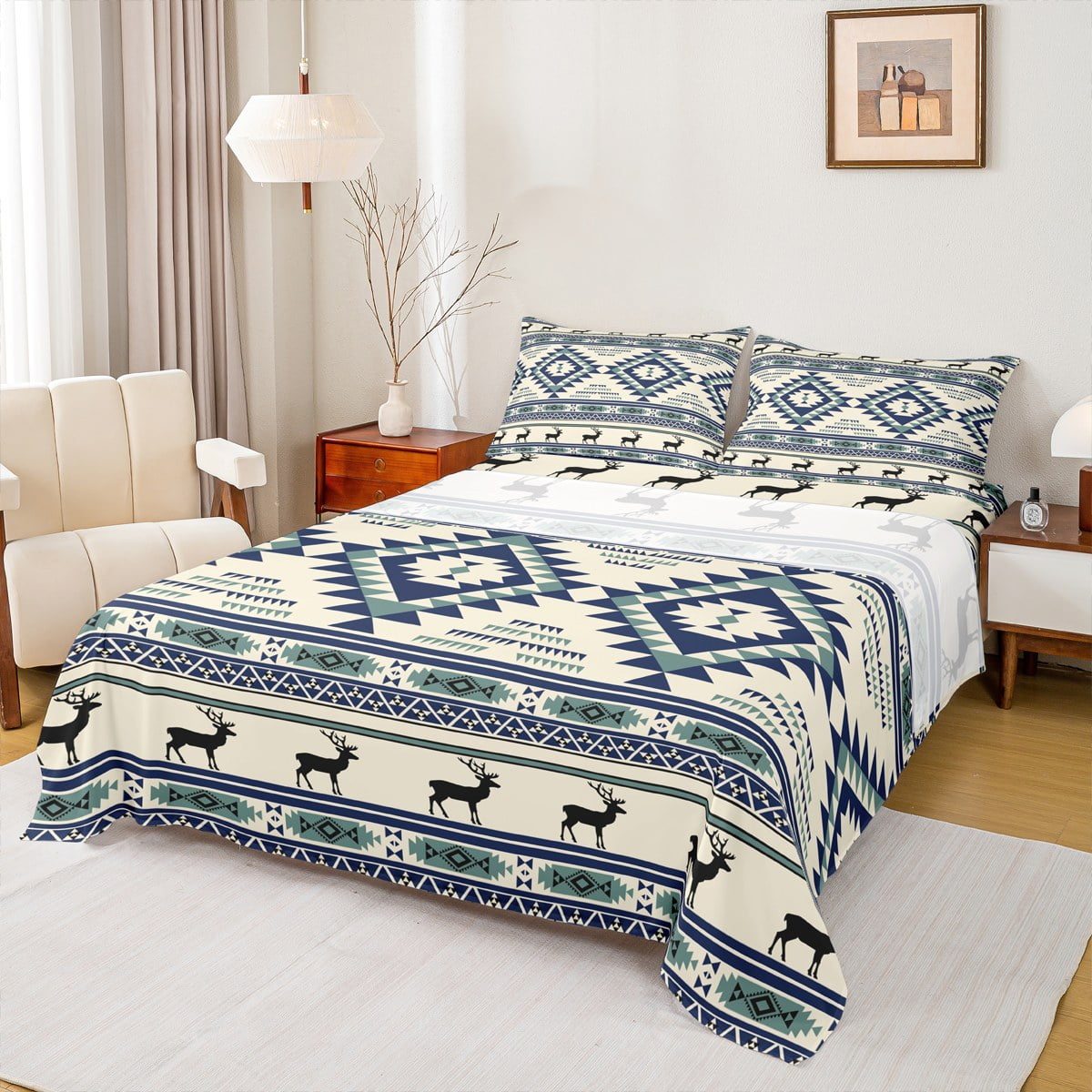 Feelyou Tribal Boho Aztec Full Size Sheets for Women, Rustic Farmhouse ...