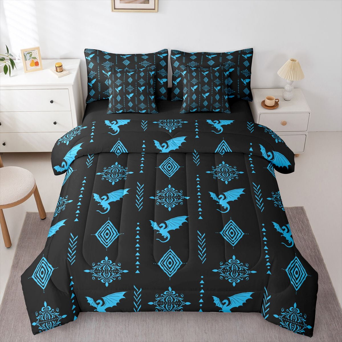 Feelyou Tribal Dragon Animal Comforter Set 7pcs, Boho Western Aztec ...