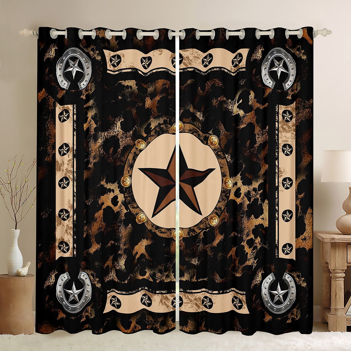 Feelyou Tribal Texas Stars Blackout Curtains Set of 2 (52x84 Each ...