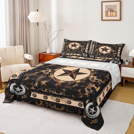 Feelyou Tribal Texas Stars Full Size Sheets, Leopard Cheetah Print Bed ...