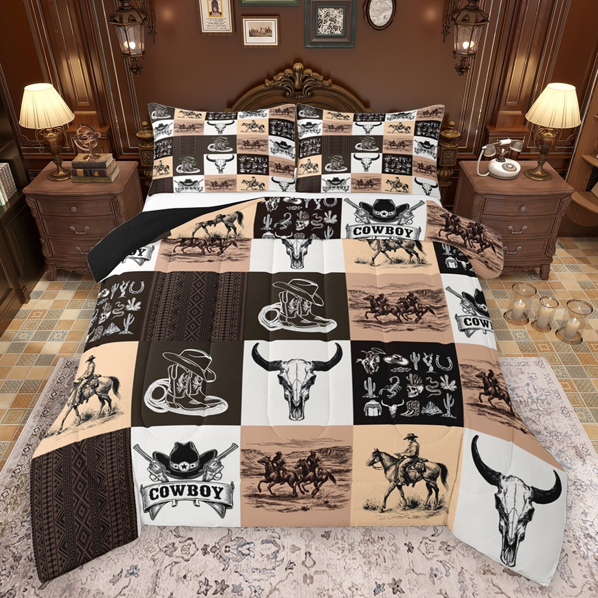 Feelyou Tribal Western Cowboy Full Size Comforter Sets, Gothic Sheel ...