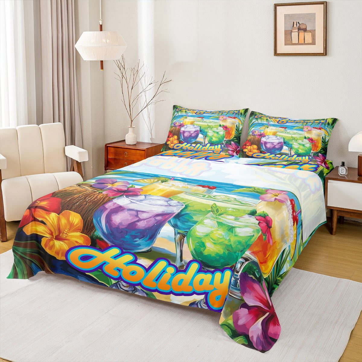 Feelyou Tropical Beach Full Size Sheets for Kids, Happy Summer Holiday ...