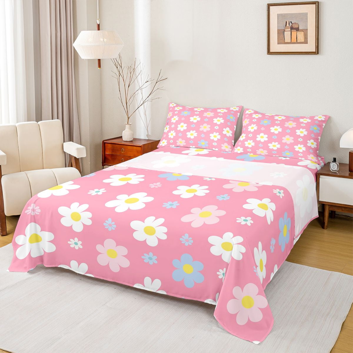 Feelyou Vibrant Flower Full Size Sheets for Kids, Kawaii Cherry ...