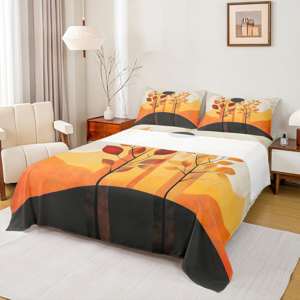 Feelyou Vintage Aesthetic Full Size Sheets, Landscape Minimalism Bed ...