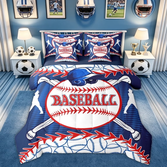Feelyou Vintage Baseball Sport Full Size Bedding Sets for Boys, Cartoon ...