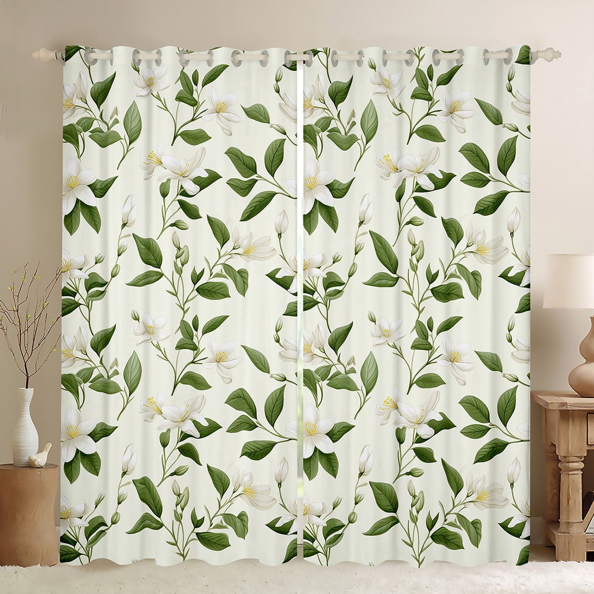 Feelyou Vintage Flower Floral Blackout Curtains Set of 2 (52x84 Each ...