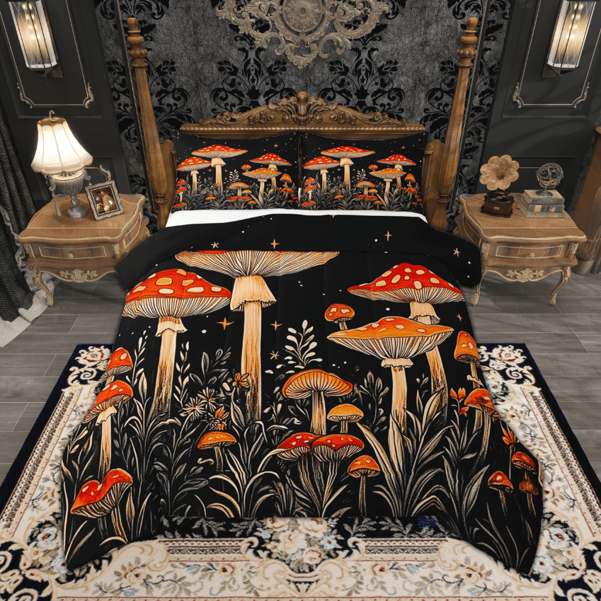 Feelyou Vintage Mushroom Full Size Comforter Sets, Boho Wild Plant ...