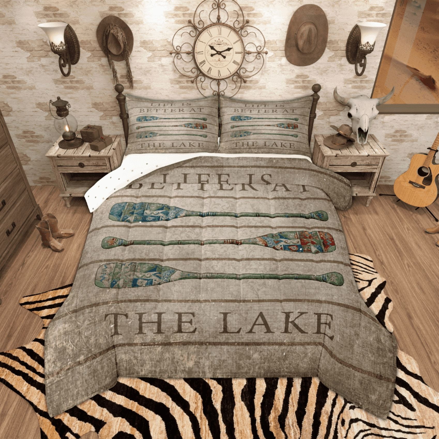 Feelyou Vintage Paddles Bedding Comforter Set, Rustic Lodge Cabin Twin ...