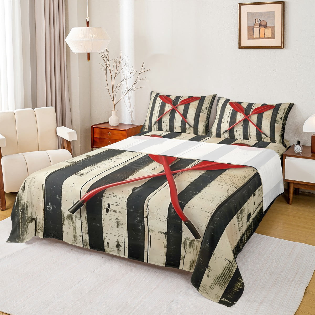Feelyou Vintage Red Paddle Twin Sheet Sets, Rustic Lodge Cabin Twin ...