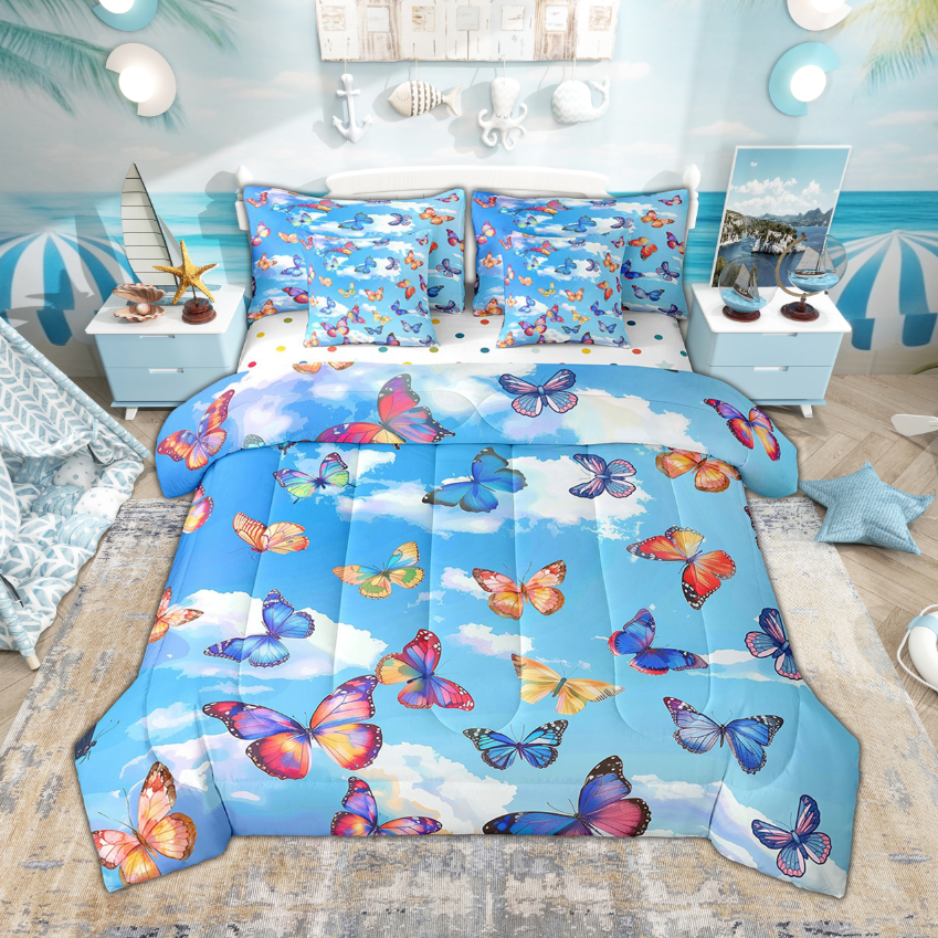 Feelyou Watercolor Butterflies Bedding Comforter Set 7 Pieces for Girls ...