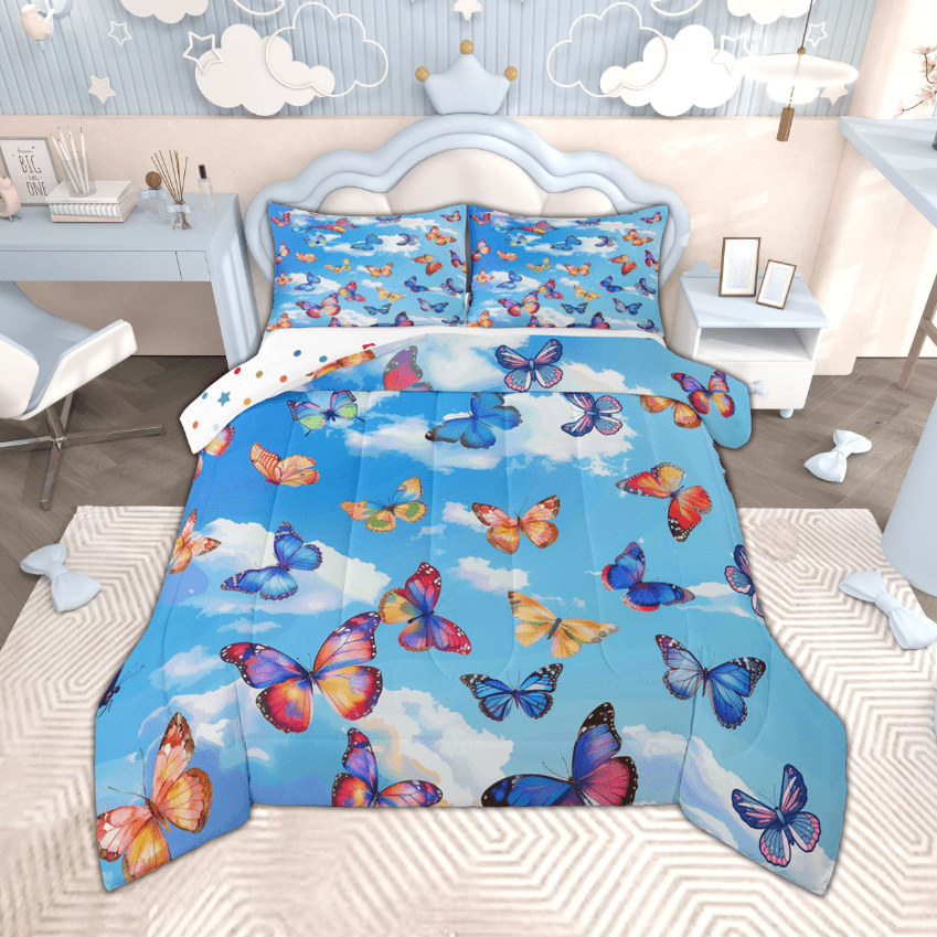 Feelyou Watercolor Butterflies Full Size Comforter Sets for Girls ...