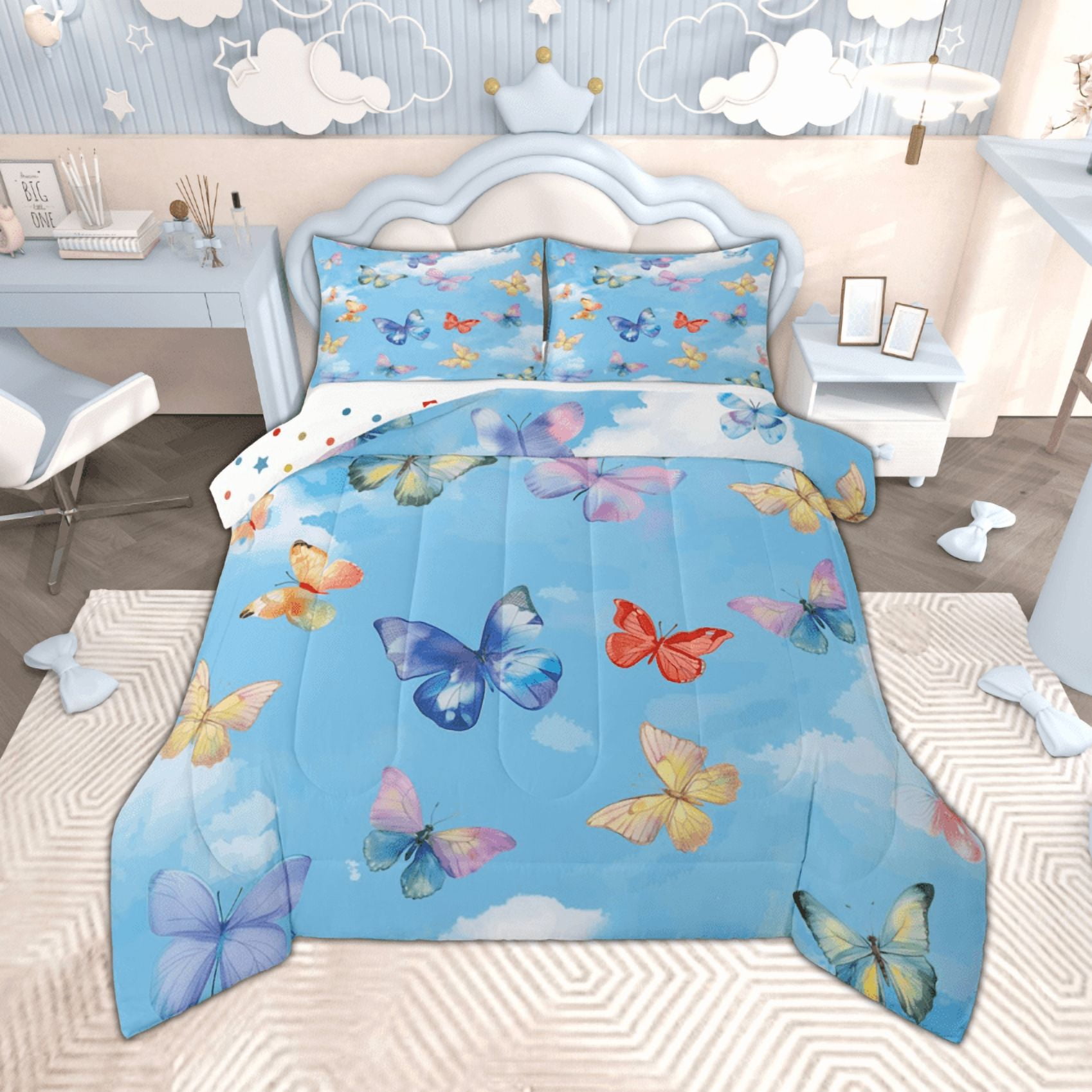 Feelyou Watercolor Butterfly King Size Comforter Sets for Girls ...