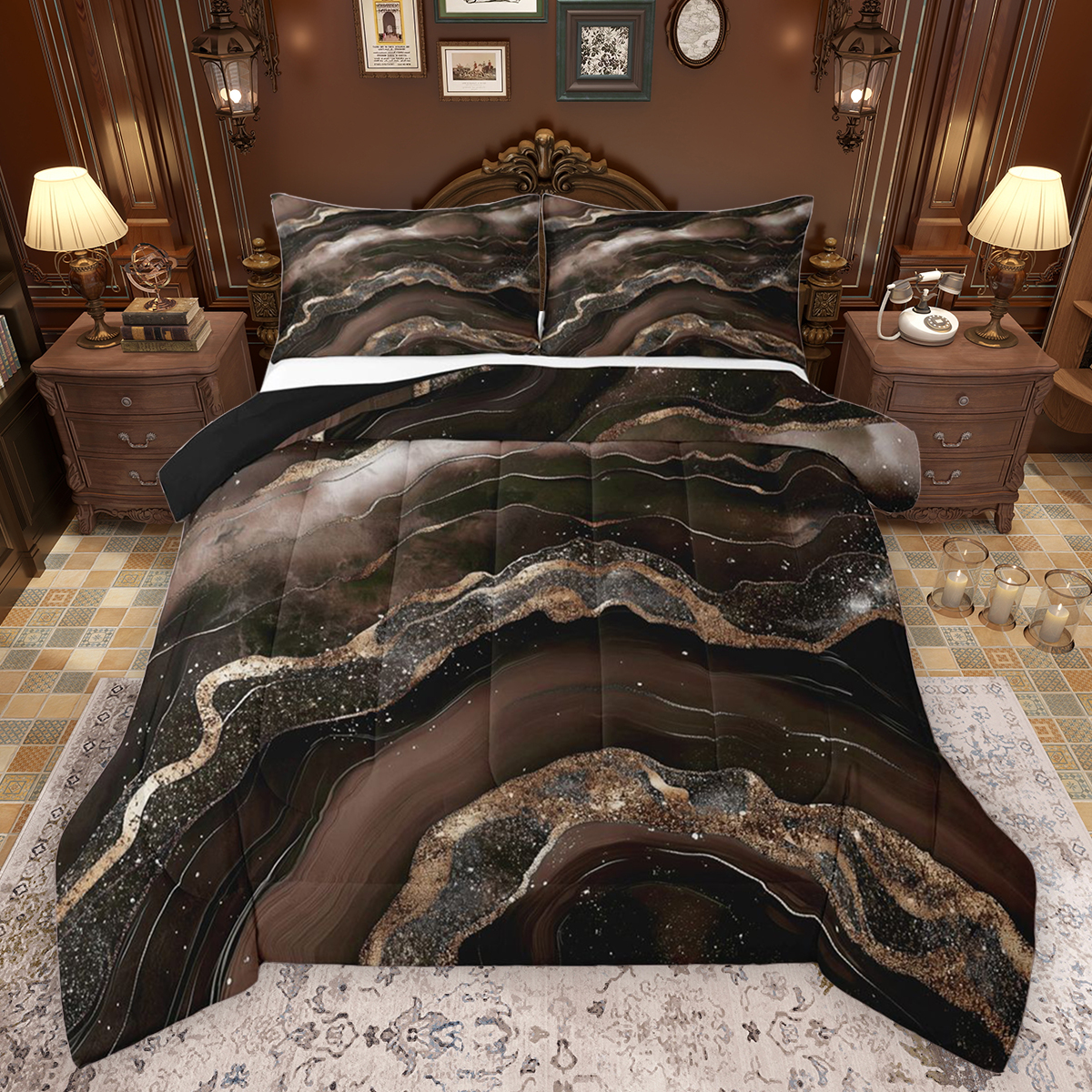Feelyou Watercolor Marble Women Full Size Comforter Sets, Luxury ...