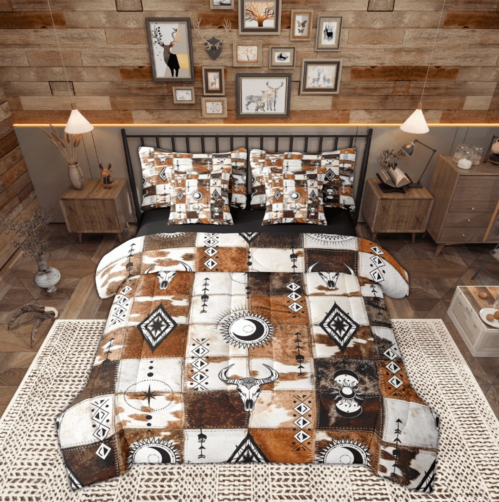 Feelyou Western Aztec Bedding Comforter Set 7pcs, Sheep Skeleton King ...