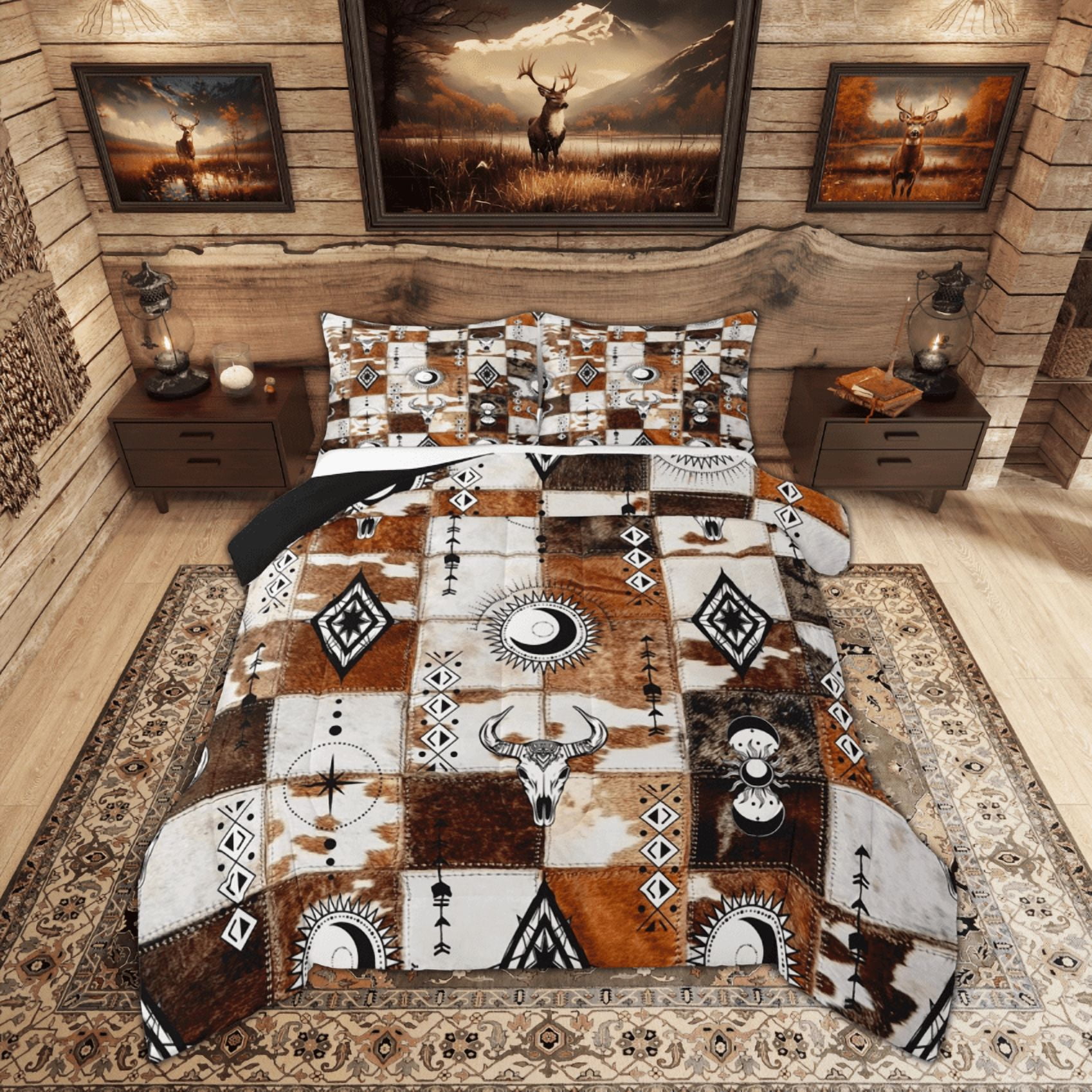 Feelyou Western Aztec Full Size Comforter Sets, Sheep Skeleton Bedding ...