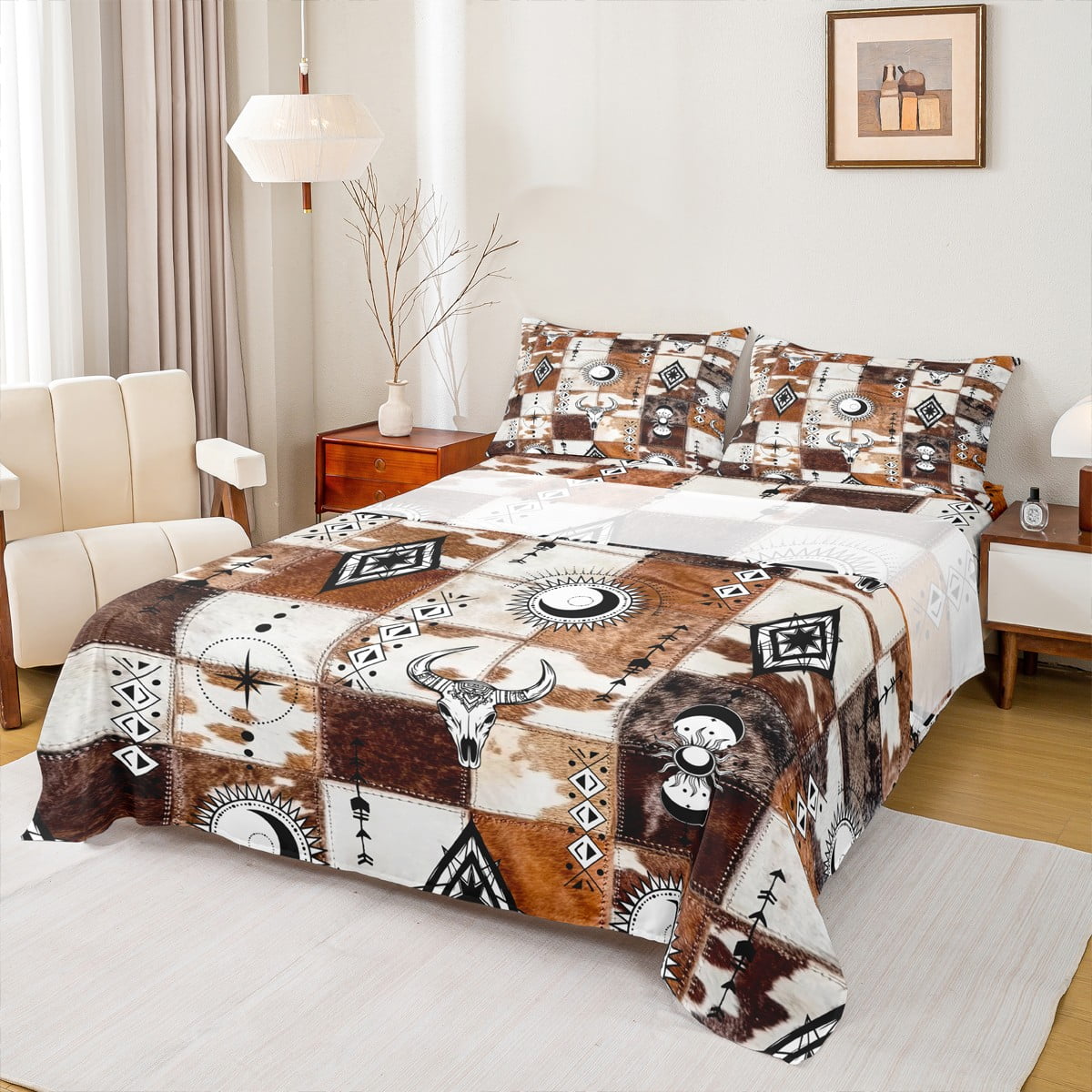 Feelyou Western Aztec Full Size Sheets, Sheep Skeleton Bed Sheets ...