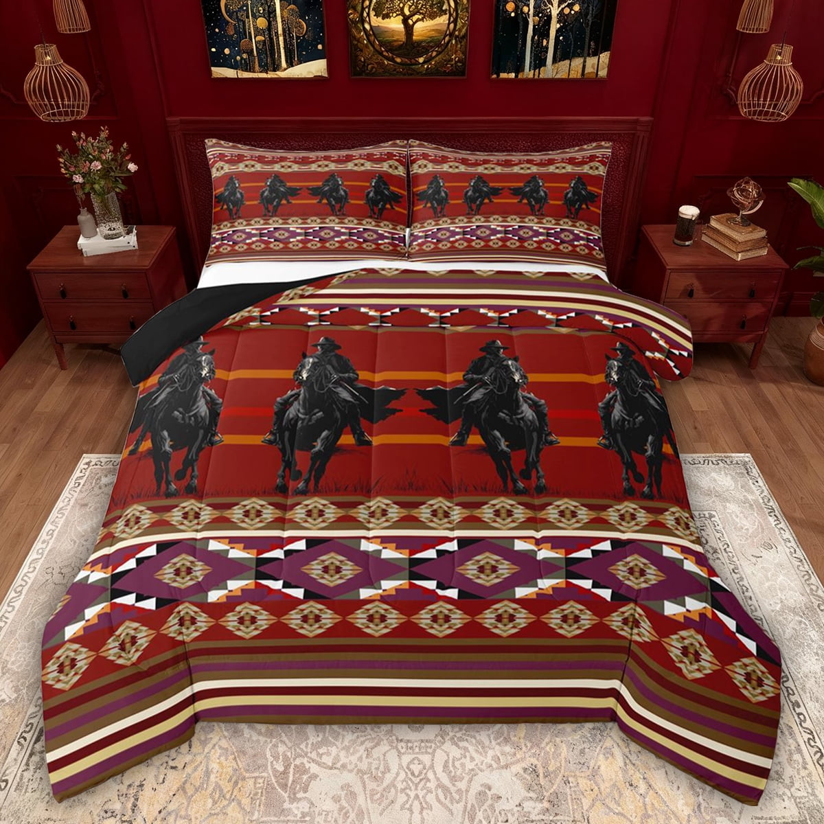 Feelyou Western Boho Aztec Full Size Comforter Sets, Cowgirl Cowboy ...